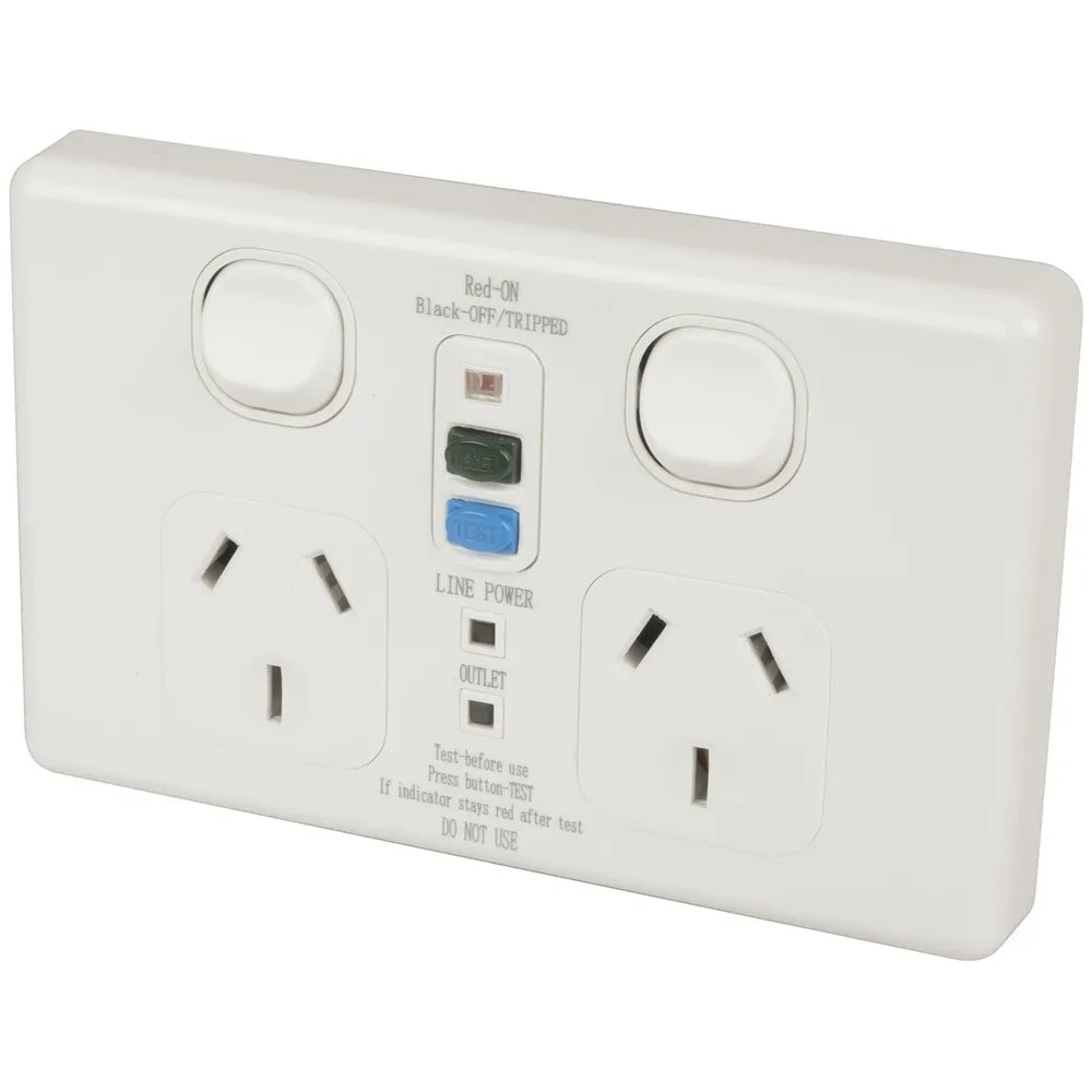 10A Double GPO Power Point with In-built RCD — Universal Electronics